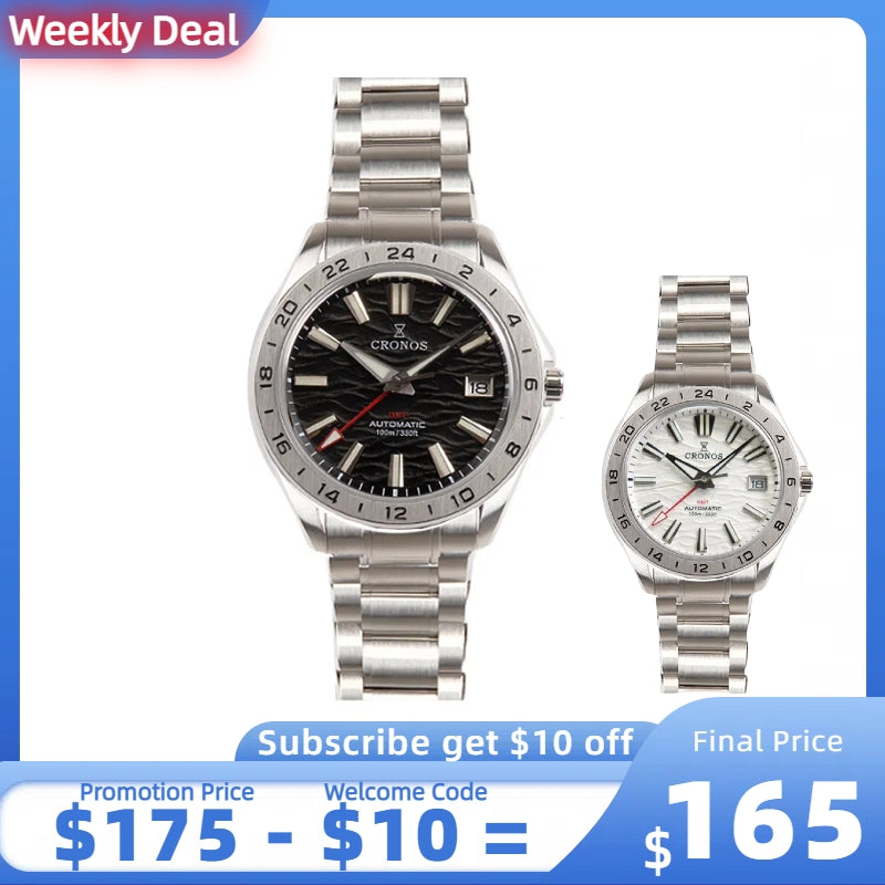 ★Weekly Deal★Cronos 39mm GS GMT NH34 Mechanical Men Watch L6029 ...